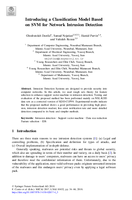 (PDF) Introducing a Classification Model Based on SVM for Network Intrusion Detection | Samad ...