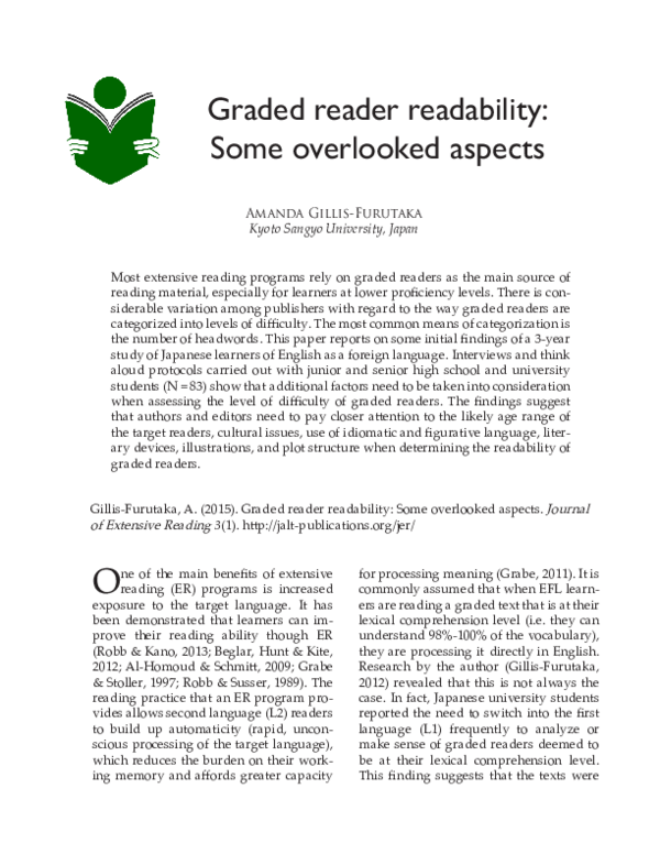 (PDF) Graded reader readability: Some overlooked aspects