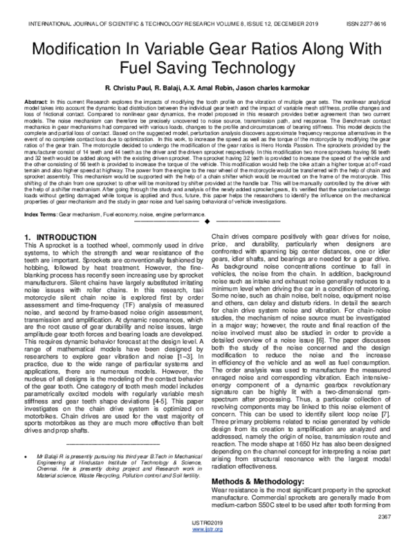 (PDF) Modification In Variable Gear Ratios Along With Fuel Saving ...