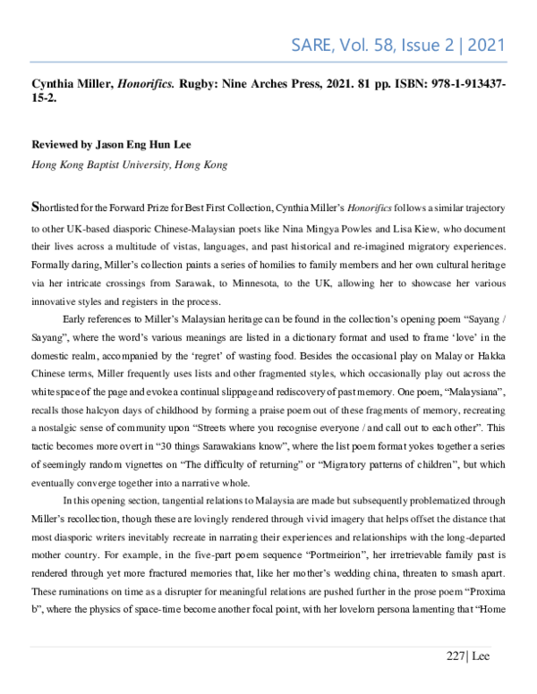 (PDF) Cynthia Miller, Honorifics