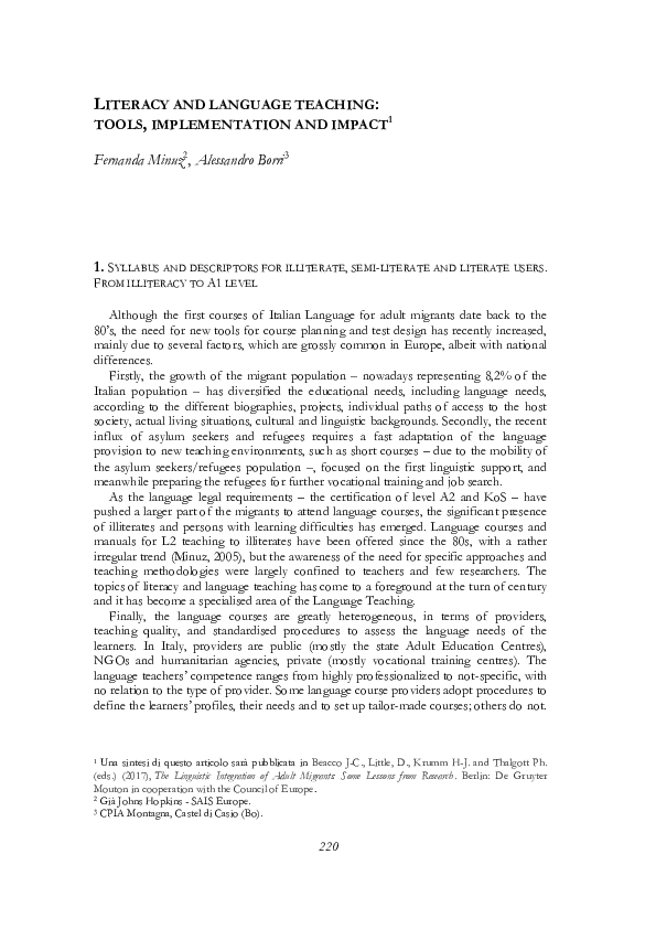 (PDF) Literacy and Language Teaching: Tools, Implementation and Impact