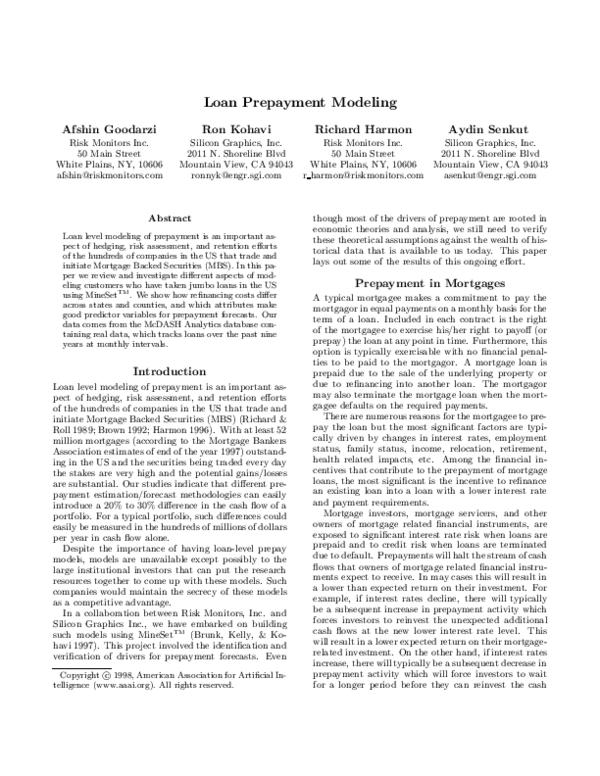 (PDF) Loan Prepayment Modeling