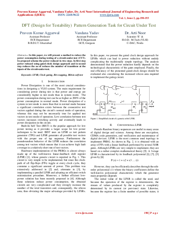 (PDF) DFT (Design for Testability) Pattern Generation Task for Circuit ...