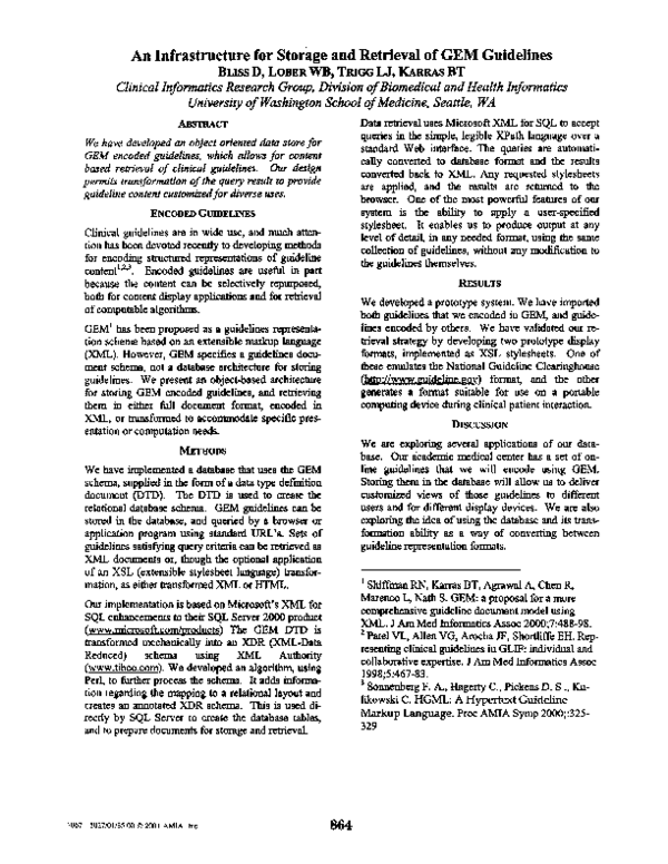 (PDF) An Infrastructure for Storage and Retrieval of GEM Guidelines