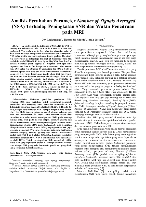 (PDF) Analisis Perubahan Parameter Number of Signals Averaged (NSA ...