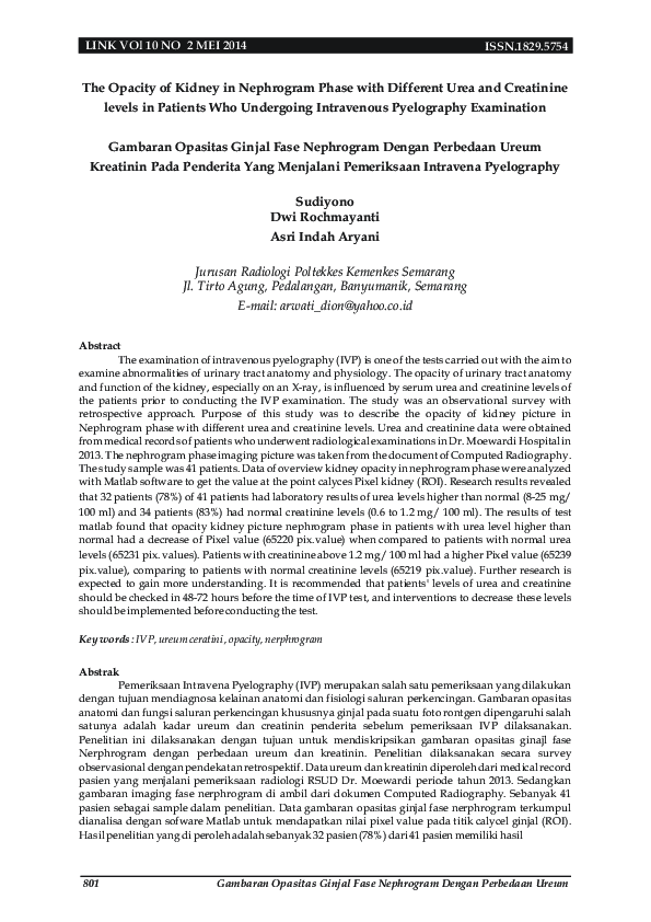(PDF) The Opacity of Kidney in Nephrogram Phase with Different Urea and ...