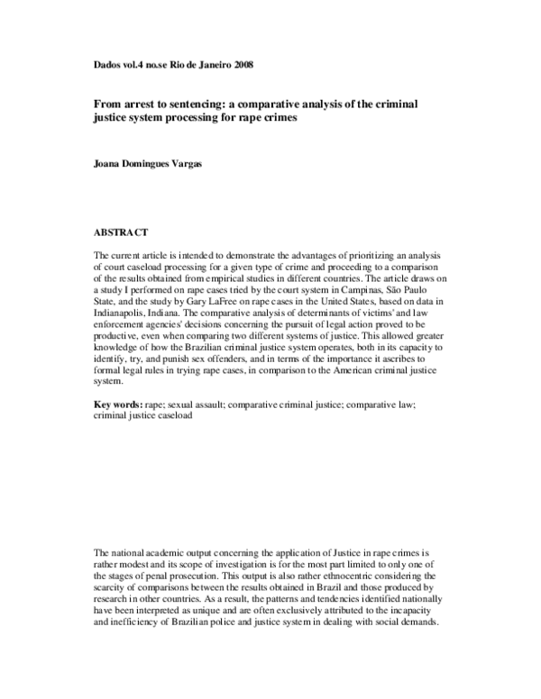 Pdf From Arrest To Sentencing A Comparative Analysis Of The Criminal Justice System