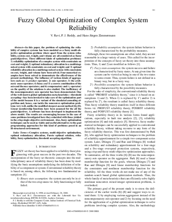 (PDF) Fuzzy global optimization of complex system reliability