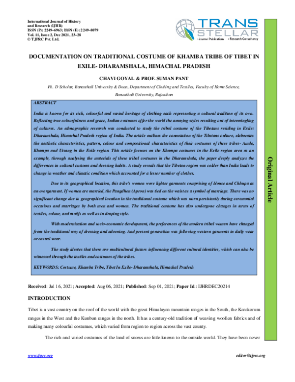 (PDF) DOCUMENTATION ON TRADITIONAL COSTUME OF KHAMBA TRIBE OF TIBET IN ...