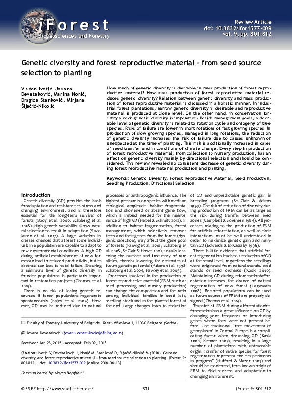 (PDF) Genetic diversity and forest reproductive material – from seed ...