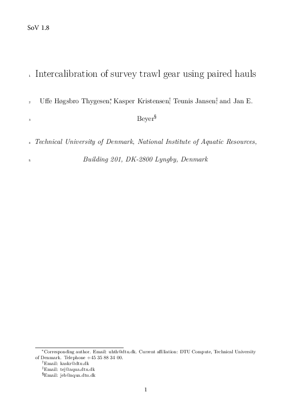 (PDF) Intercalibration of survey trawl gear using paired hauls