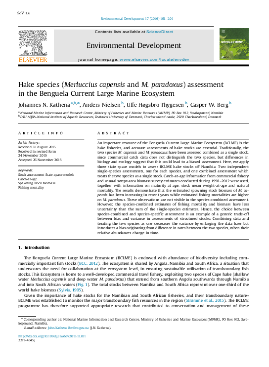 (PDF) Hake Species (Merluccius capensis and M. paradoxus) Assessment in ...