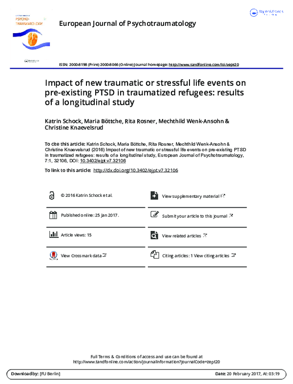 (PDF) Impact of new traumatic or stressful life events on pre-existing ...