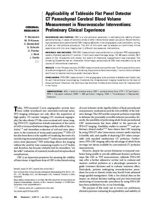 (PDF) Applicability of Tableside Flat Panel Detector CT Parenchymal ...