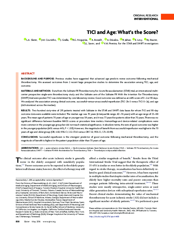 (PDF) TICI and Age: What's the Score?