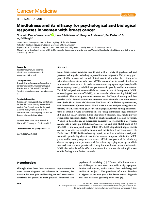 (PDF) Mindfulness and its efficacy for psychological and biological ...