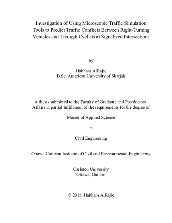 (PDF) Investigation of Using Microscopic Traffic Simulation Tools to Predict Cyclist-Vehicle ...