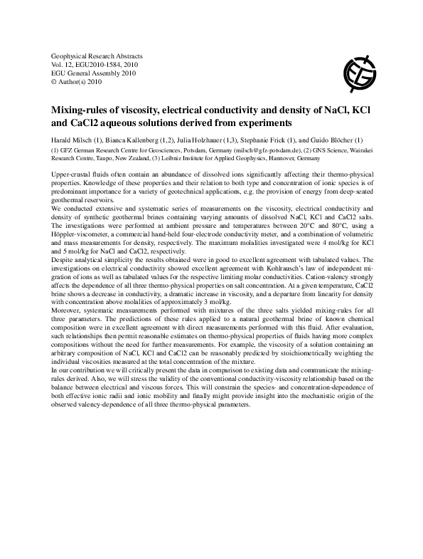 (PDF) Mixing-rules of viscosity, electrical conductivity and density of ...