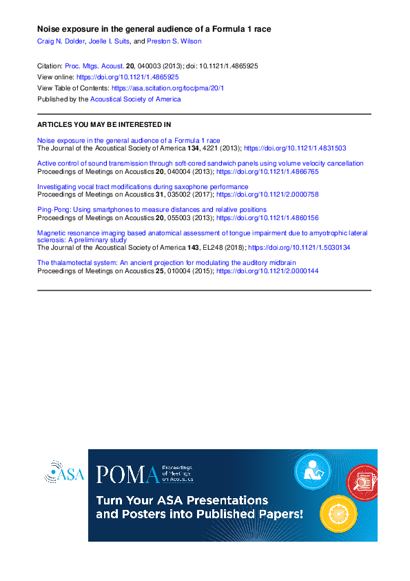(PDF) Noise exposure in the general audience of a Formula 1 race