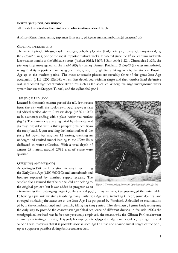 (PDF) INSIDE THE POOL OF GIBEON 3D model reconstruction and some ...