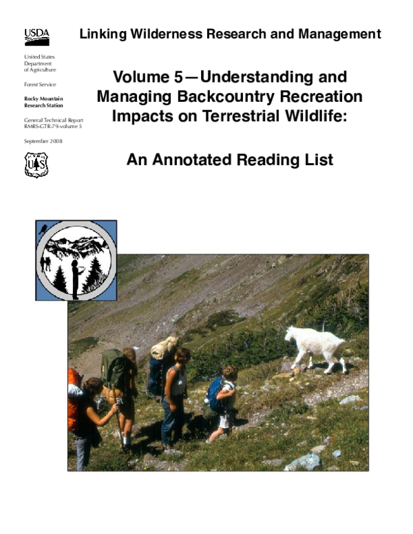 (PDF) Linking wilderness research and management-volume 5 ...