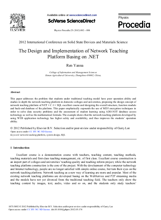 (PDF) The Design and Implementation of Network Teaching Platform Basing ...