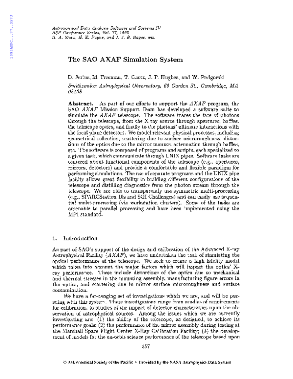 (PDF) The SAO {AXAF} Simulation System