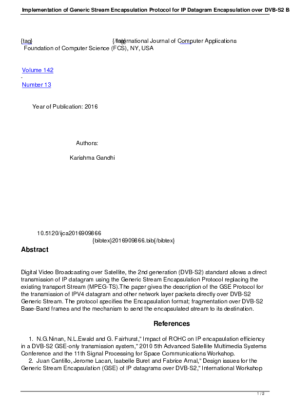 (PDF) Implementation of Generic Stream Encapsulation Protocol for IP Datagram Encapsulation over ...