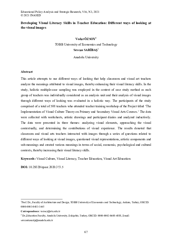 (PDF) Developing Visual Literacy Skills in Teacher Education: Different ...