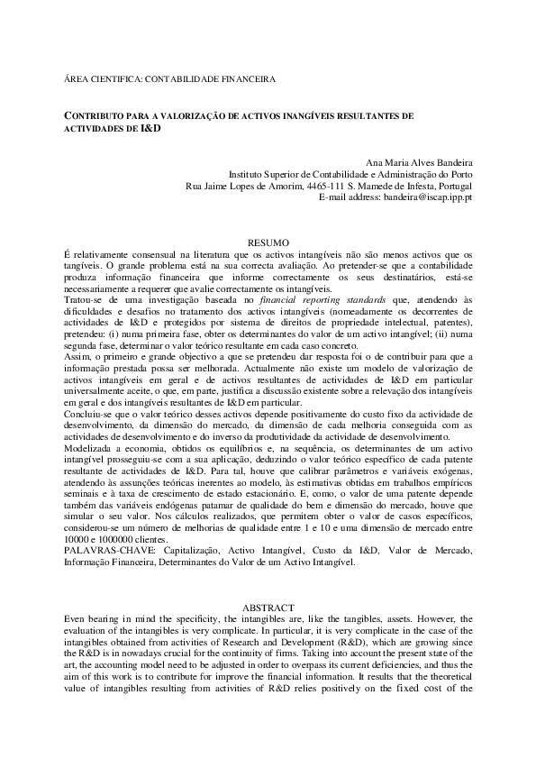 (PDF) Contributo para a valorização de activos intangíveis resultantes ...