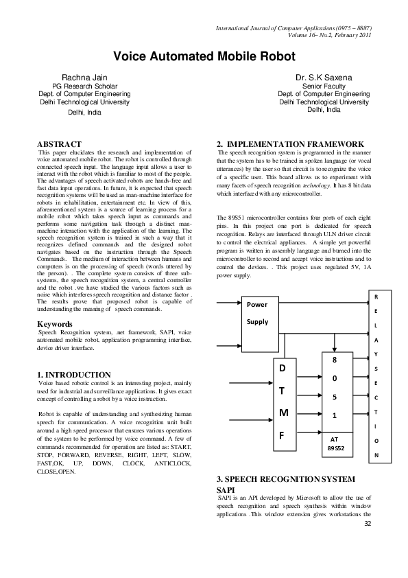 (PDF) Voice Automated Mobile Robot