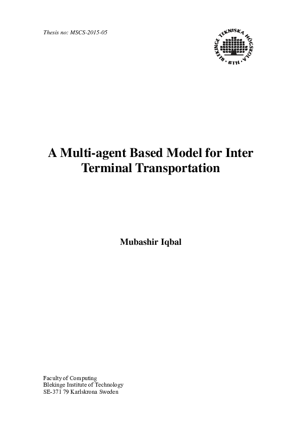 (PDF) A Multi-agent Based Model for Inter Terminal Transportation