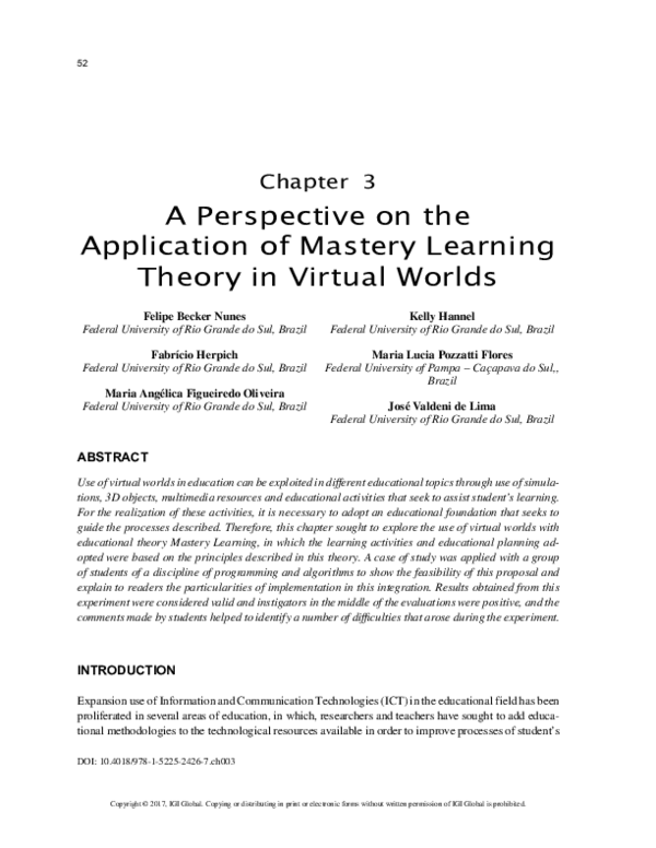 (PDF) A Perspective on the Application of Mastery Learning Theory in ...