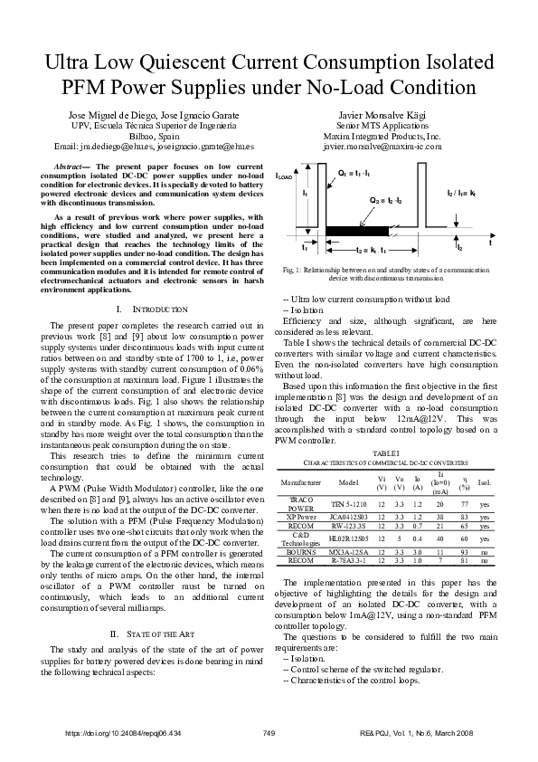 (PDF) Ultra Low Quiescent Current Consumption Isolated PFM Power ...