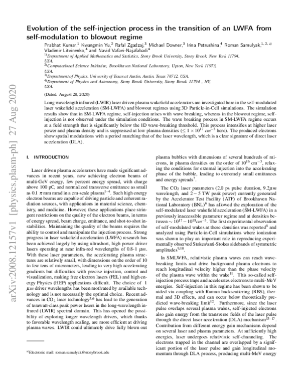 (PDF) Evolution of the self-injection process in the transition of an ...
