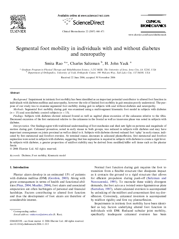 (PDF) Segmental foot mobility in individuals with and without diabetes ...