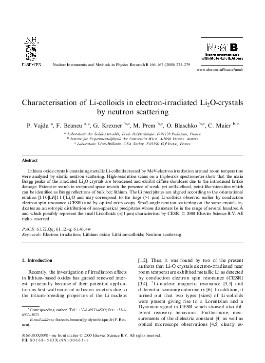 (PDF) Characterisation of Li-colloids in electron-irradiated Li2O ...