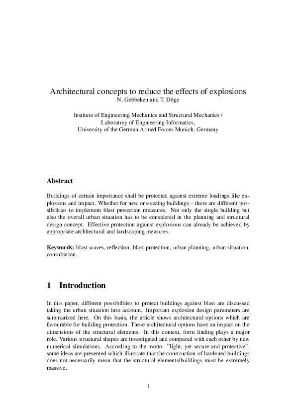 (PDF) Architectural Concepts to Reduce the Effects of Explosions
