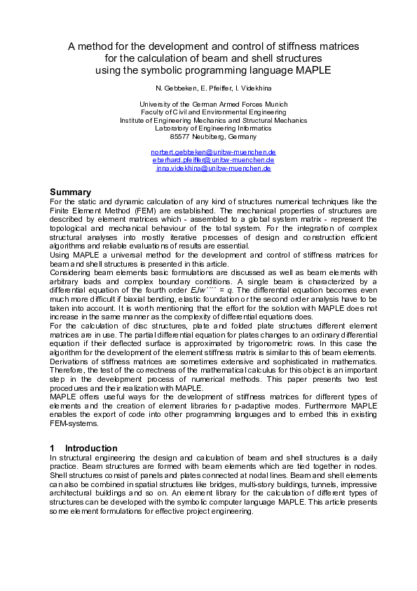 (PDF) A method for the development and control of stiffness matrices ...