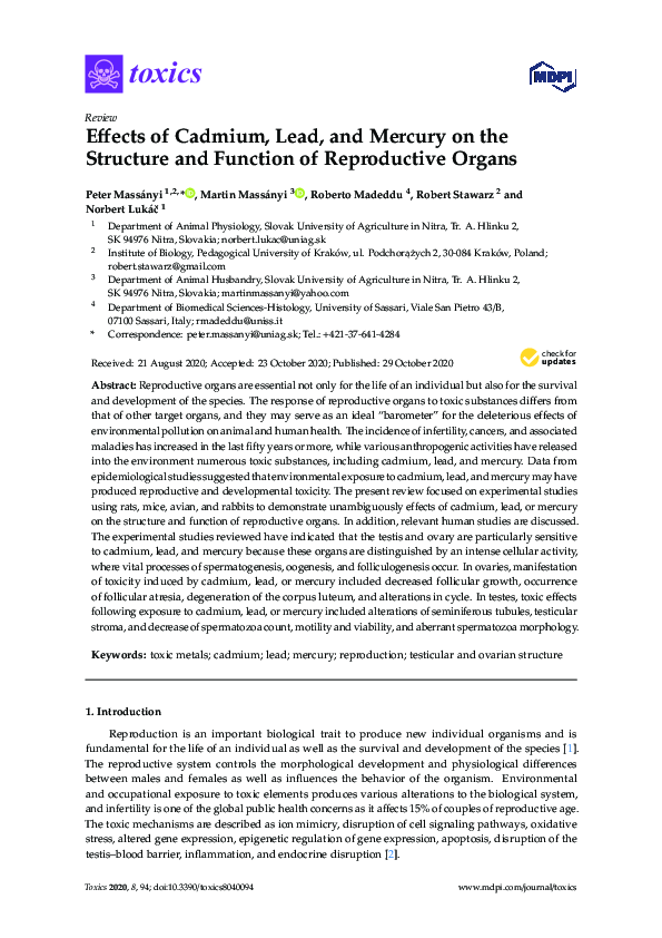 (PDF) Effects of Cadmium, Lead, and Mercury on the Structure and ...