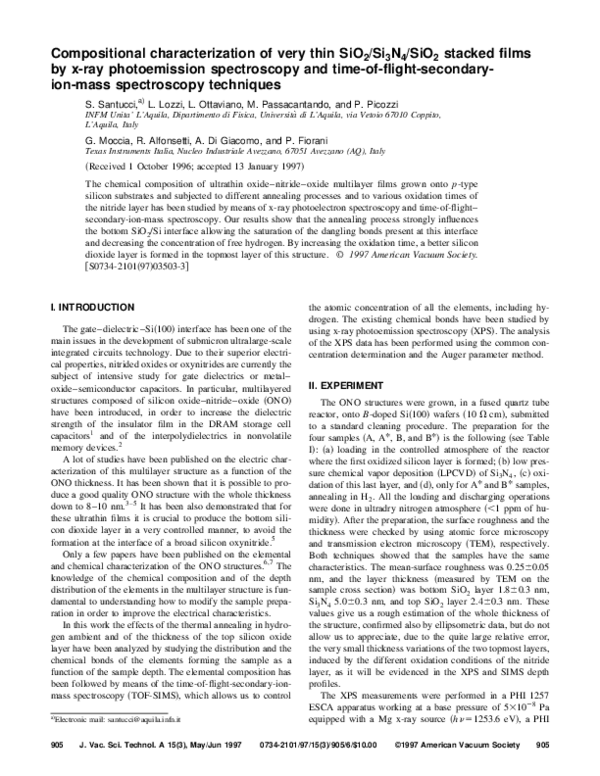 (PDF) Compositional characterization of very thin SiO2/Si3N4/SiO2 stacked films by x-ray ...