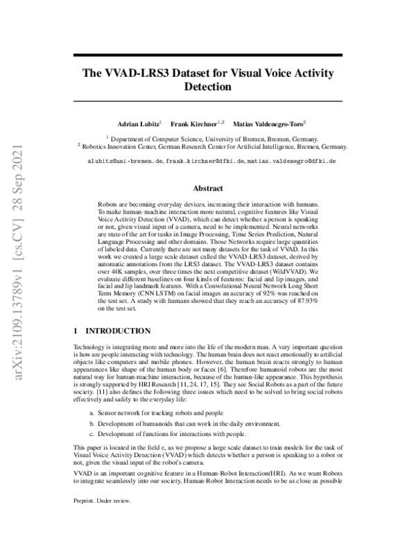 (PDF) The VVAD-LRS3 Dataset for Visual Voice Activity Detection