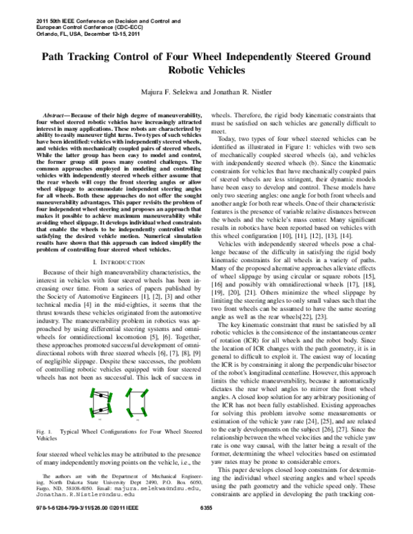(PDF) Path Tracking Control of Four Wheel Independently Steered Ground ...