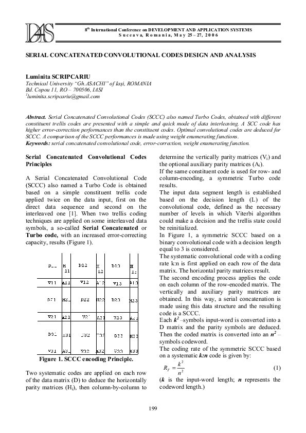 Pdf Serial Concatenated Convolutional Codes Design And Analysis