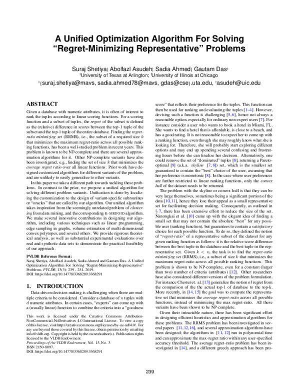 (PDF) A unified optimization algorithm for solving "regret-minimizing representative" problems