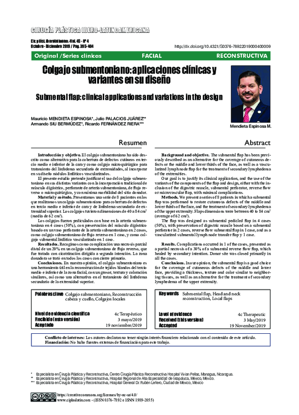 (PDF) Colgajo submentoniano: aplicaciones clínicas y variantes en su diseño