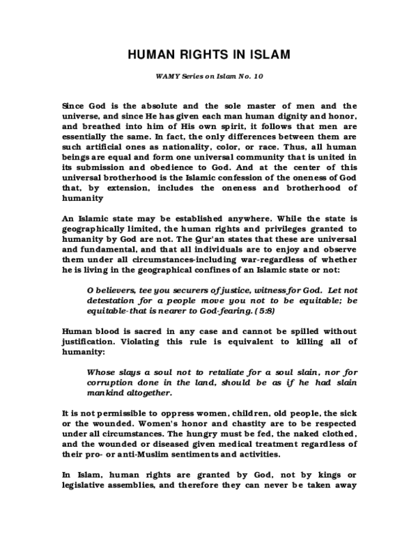 (PDF) Human rights in Islam