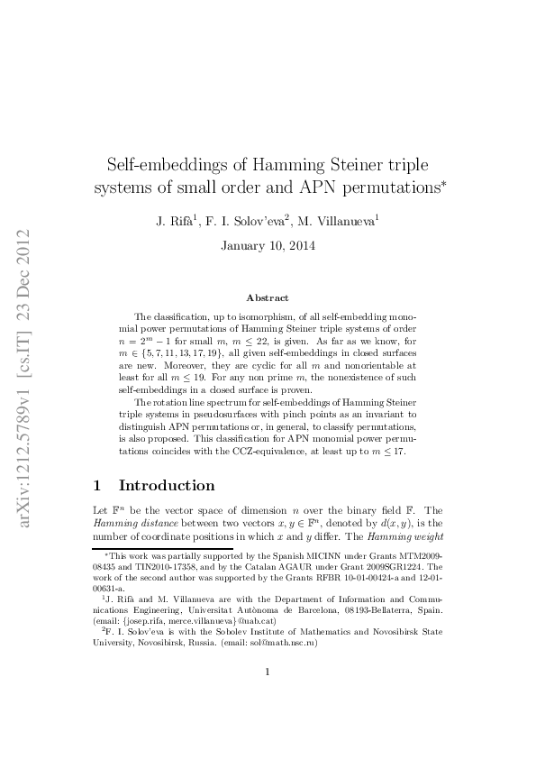 (PDF) Self-embeddings of Hamming Steiner triple systems of small order ...
