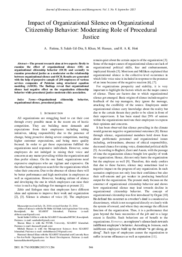 (PDF) Impact of Organizational Silence on Organizational Citizenship ...