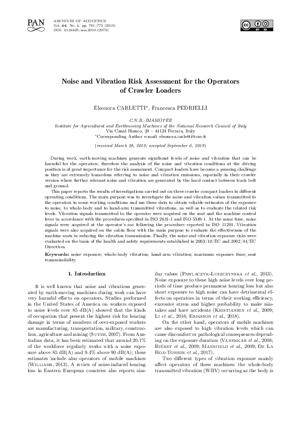 (PDF) Noise and Vibration Risk Assessment for the Operators of Crawler ...